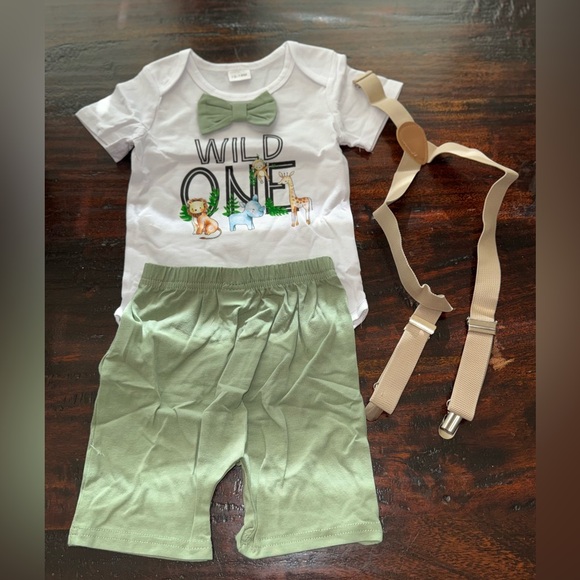 Matching Sets | New Jungle Themed Wild One First Birthday Baby Boy 3 Pc ...
